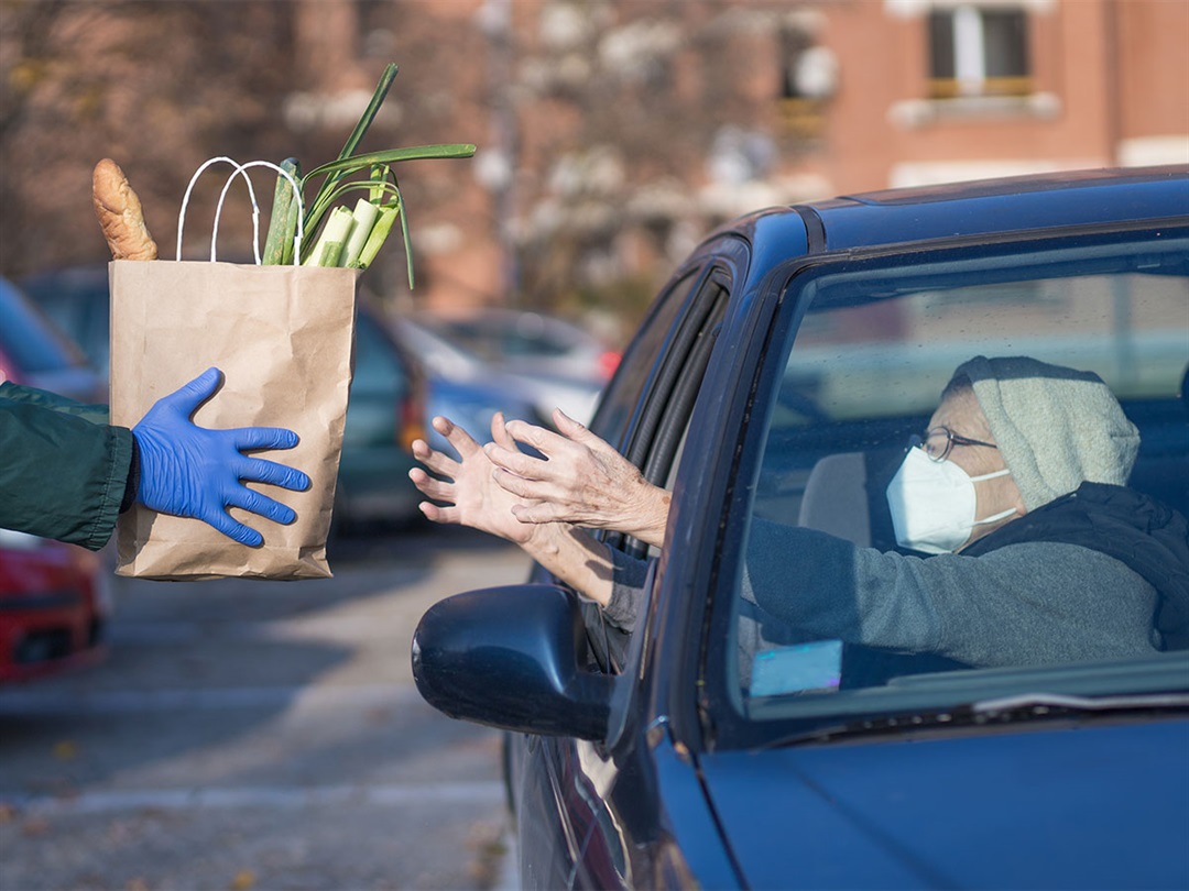 Drive-thru food bank open at the San Mateo Event Center City of Menlo Park